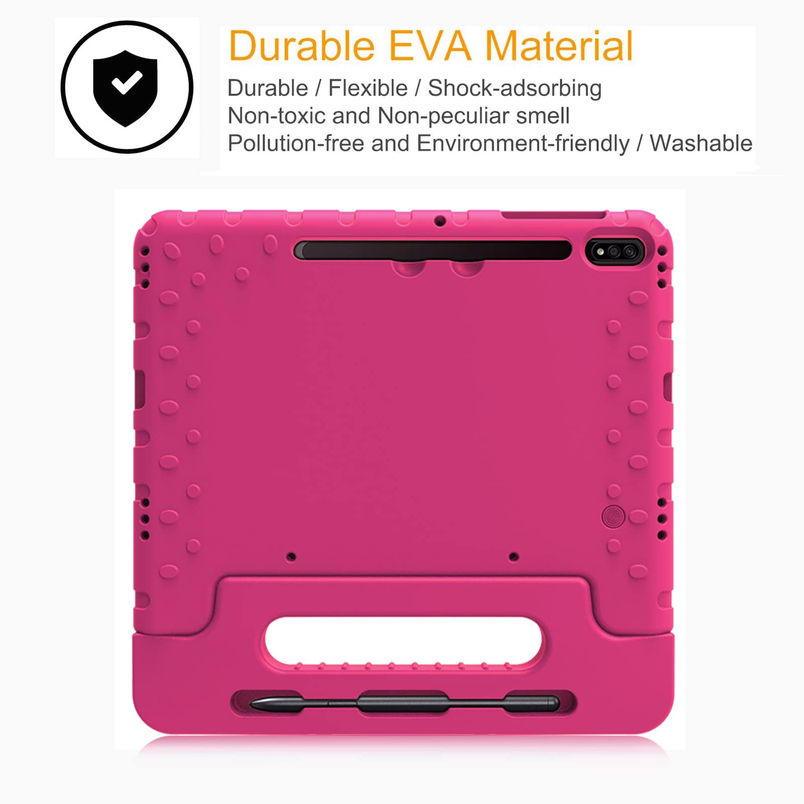 Thoreta Samsung Galaxy Tab S8 Plus/Tab S7 FE/Tab S7 12.4 inch Kids Case,Shockproof Kid-Proof Cover Protective EVA Device Encasing with S Pen Holder[SM-T730/T733/T738/T970/T975/T976/T978]