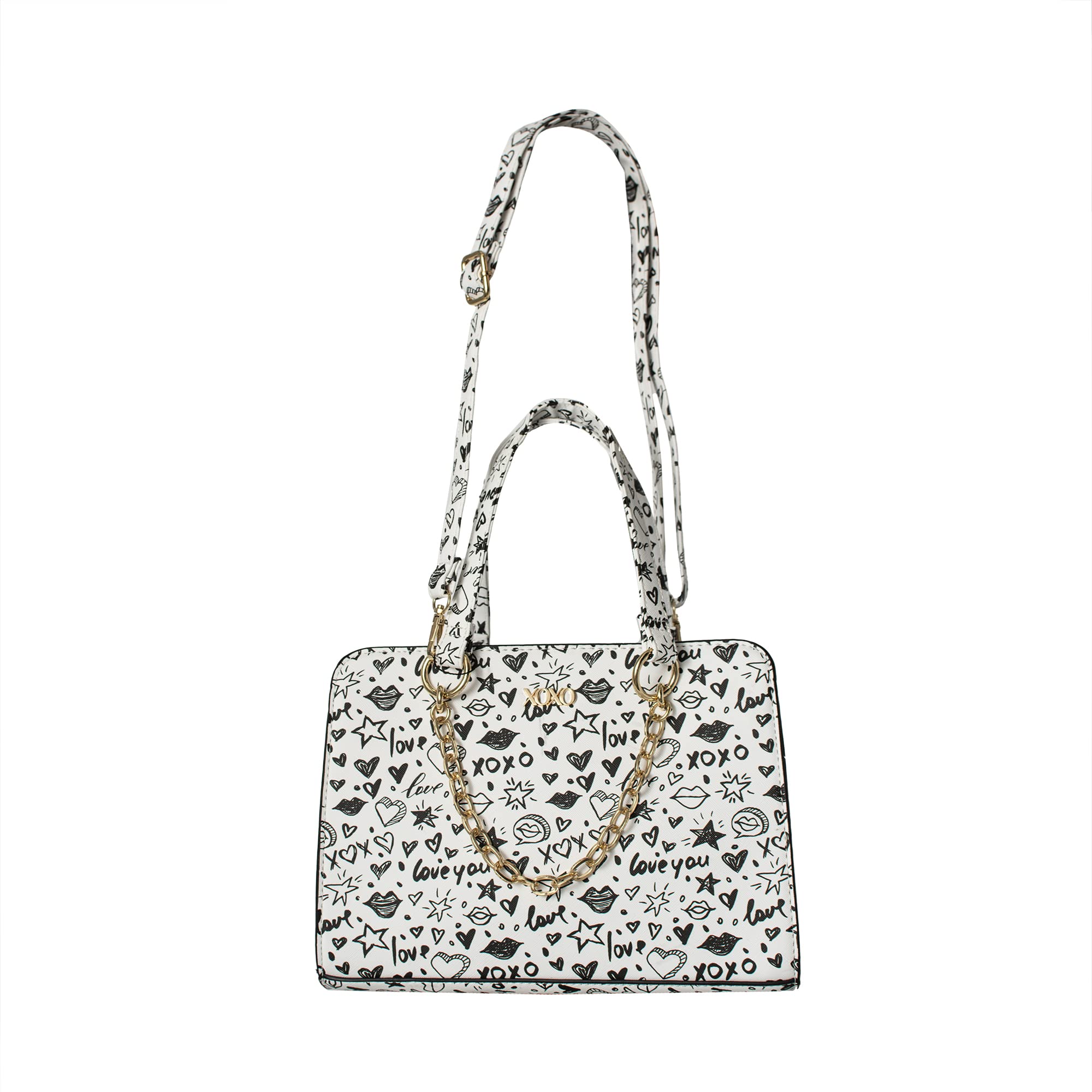 XOXO Women's Handbag Large White Graffiti Print Satchel