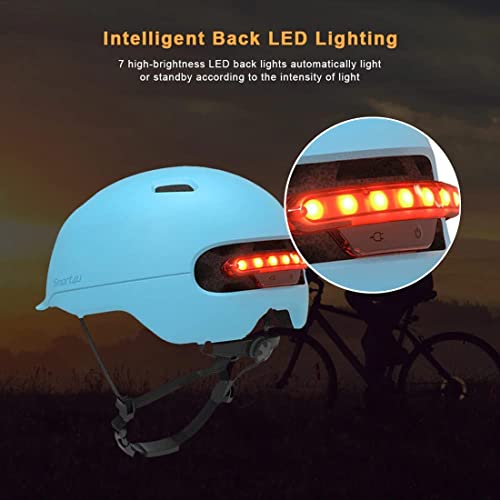 Smart4u Smart Bike Helmet with 3 Types of Alert Lights, Smart & Safe Bling Helmet, Comfortable, Lightweight, Breathable & Waterproof Cycling Helmet, Blue