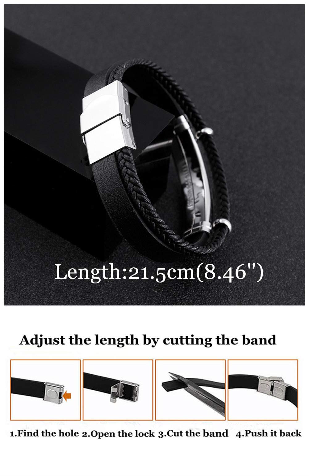 Personalized AA NA Sobriety Gifts for Women Men,Stainless Steel Leather Narcotics Alcoholics Anonymous Addiction Bracelets Bangle,Inspired One Day At A Time Sober Recovery Jewelry for Her Him