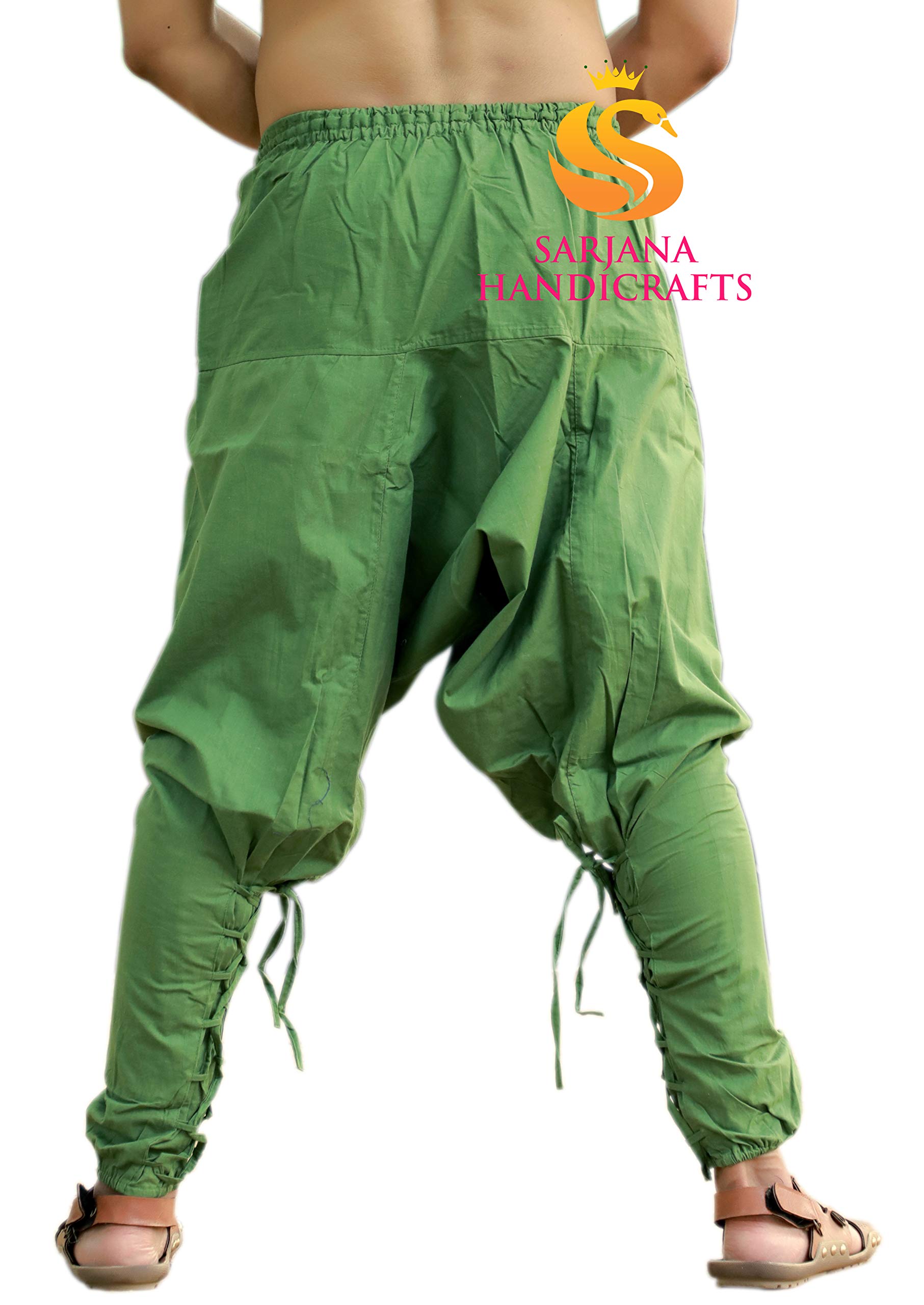 SARJANA HANDICRAFTS Mens Womens Cotton Churidar Harem Pants Yoga Pajama Ethnic Trouser (Green)