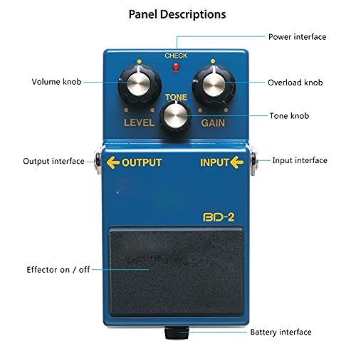 WYFDP BD-2 Guitar Effects Pedal for Guitar Bundle with Picks, Polishing Cloth and Strings Winder