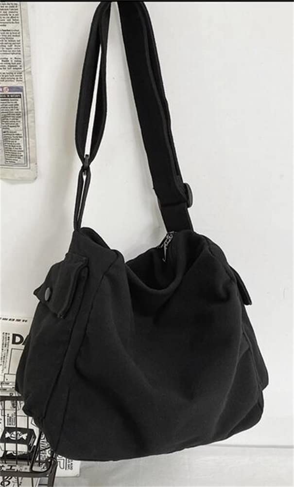 Women Chic Canvas Messenger Bag Large Hobo Crossbody Shoulder Bags with Multiple Pockets
