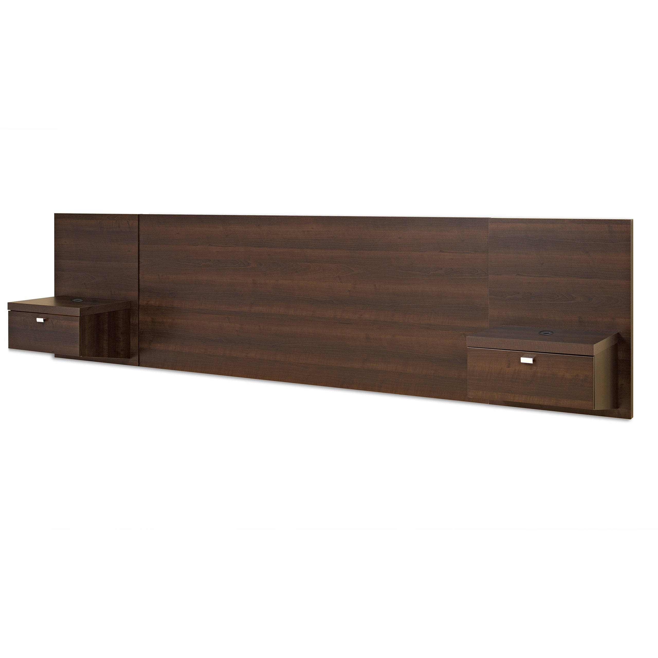 Prepac Series 9 Designer Floating King Headboard with Nightstands, Espresso