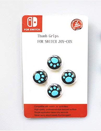 Replacement Cat Paw Silicone Analog Controller Joystick Thumb Stick Grip Cap Cover for Nintendo Switch NS Joy-Con (Blue)