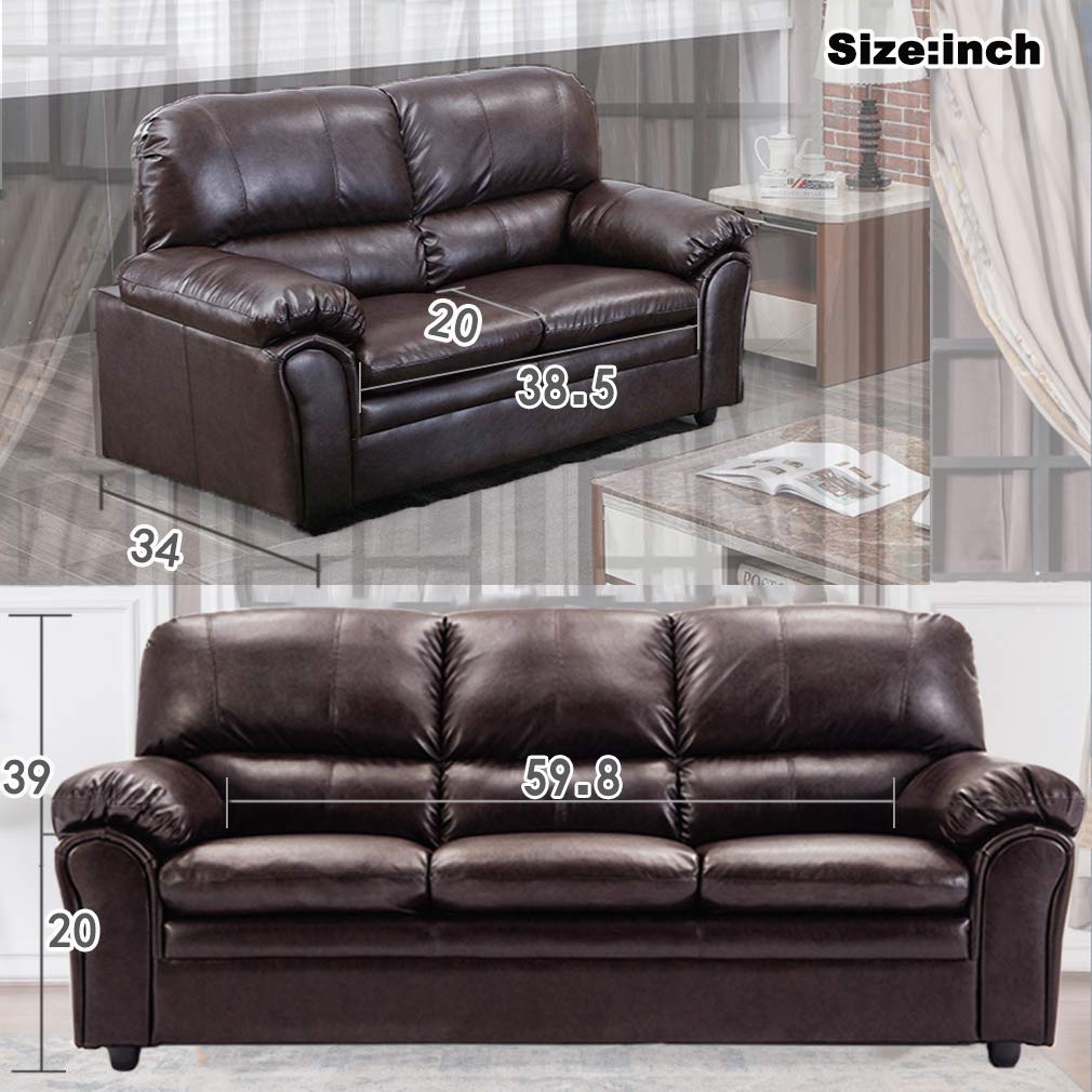 Sofa Sectional Sofa Sofa Set PU Leather Loveseat Sofa Contemporary Sofa Couch for Living Room Furniture 3 Seat Modern Futon