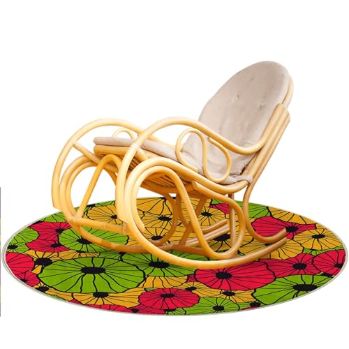 Round Office Chair Mat for Hardwood Floor Succulent Ornament Thick Home/Office Floor Protector Yellow Green Heavy Duty Floor Mat for Office Chair and Computer Desk 2 FT