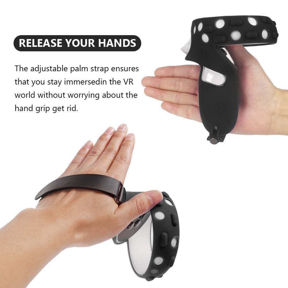 Touch Controller Grip Cover for Oculus Quest 2 Anti-Throw Handle Protective Sleeve Accessories with Adjustable Wrist Knuckle Strap(Bump)