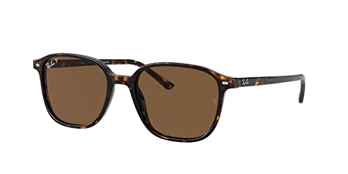 Ray-Ban RB2193 Leonard Square Sunglasses, Tortoise/Polarized B-15 Brown, 53 mm