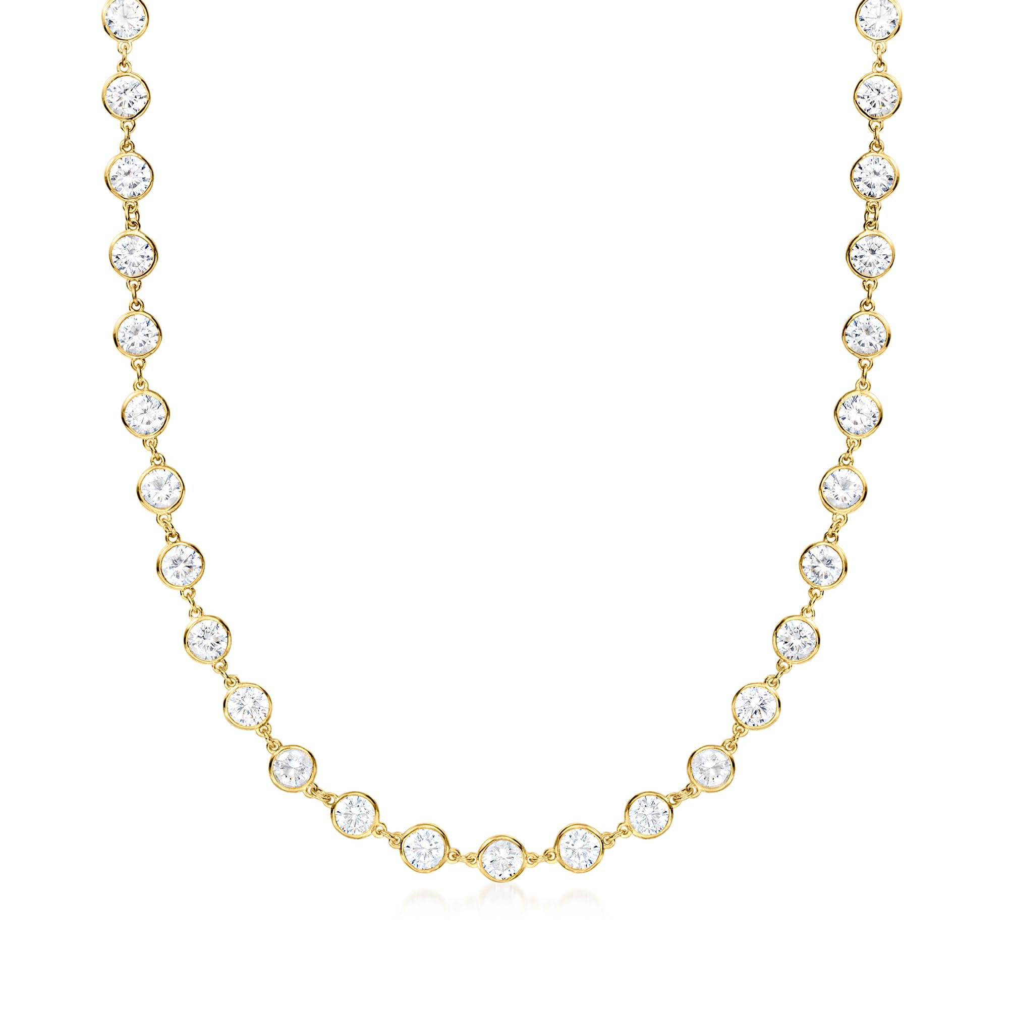 Ross-Simons 24.00 ct. t.w. Bezel-Set CZ Station Necklace in 18kt Gold Over Sterling. 180