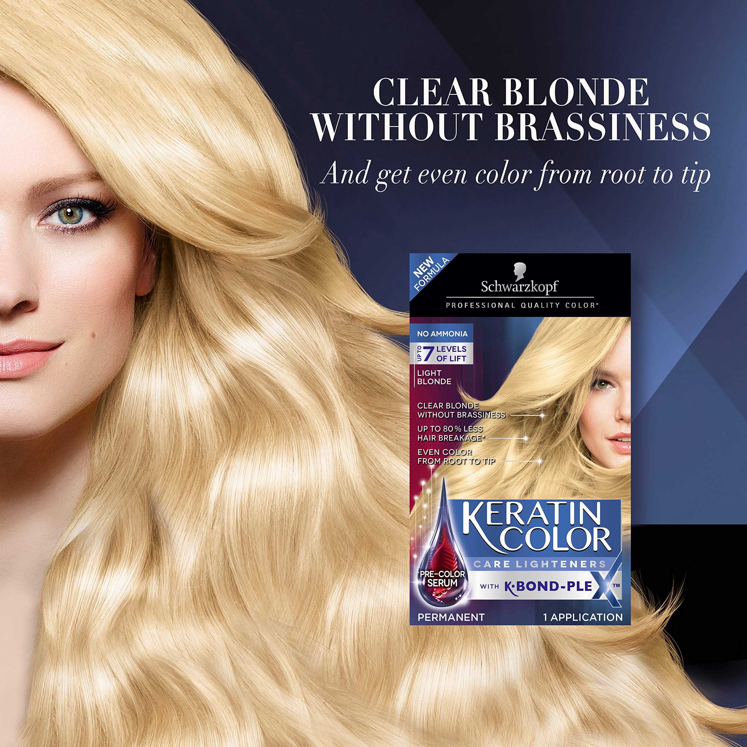 Schwarzkopf Keratin Color Care Lighteners Permanent Hair Color Cream, Light Blonde