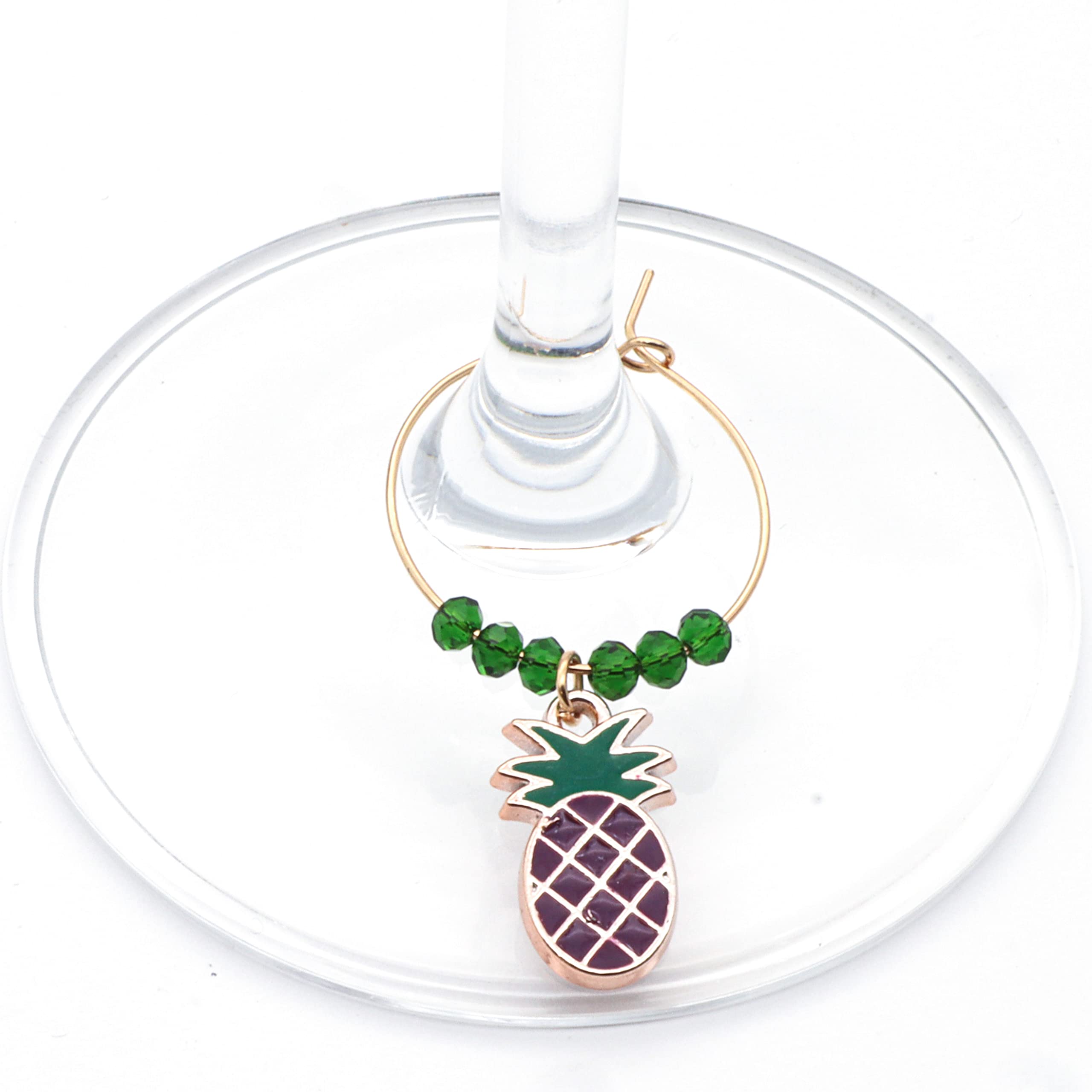 Pineapple Wine Charms, Set of 6 Pineapple Glass Markers, Pineapple Gift