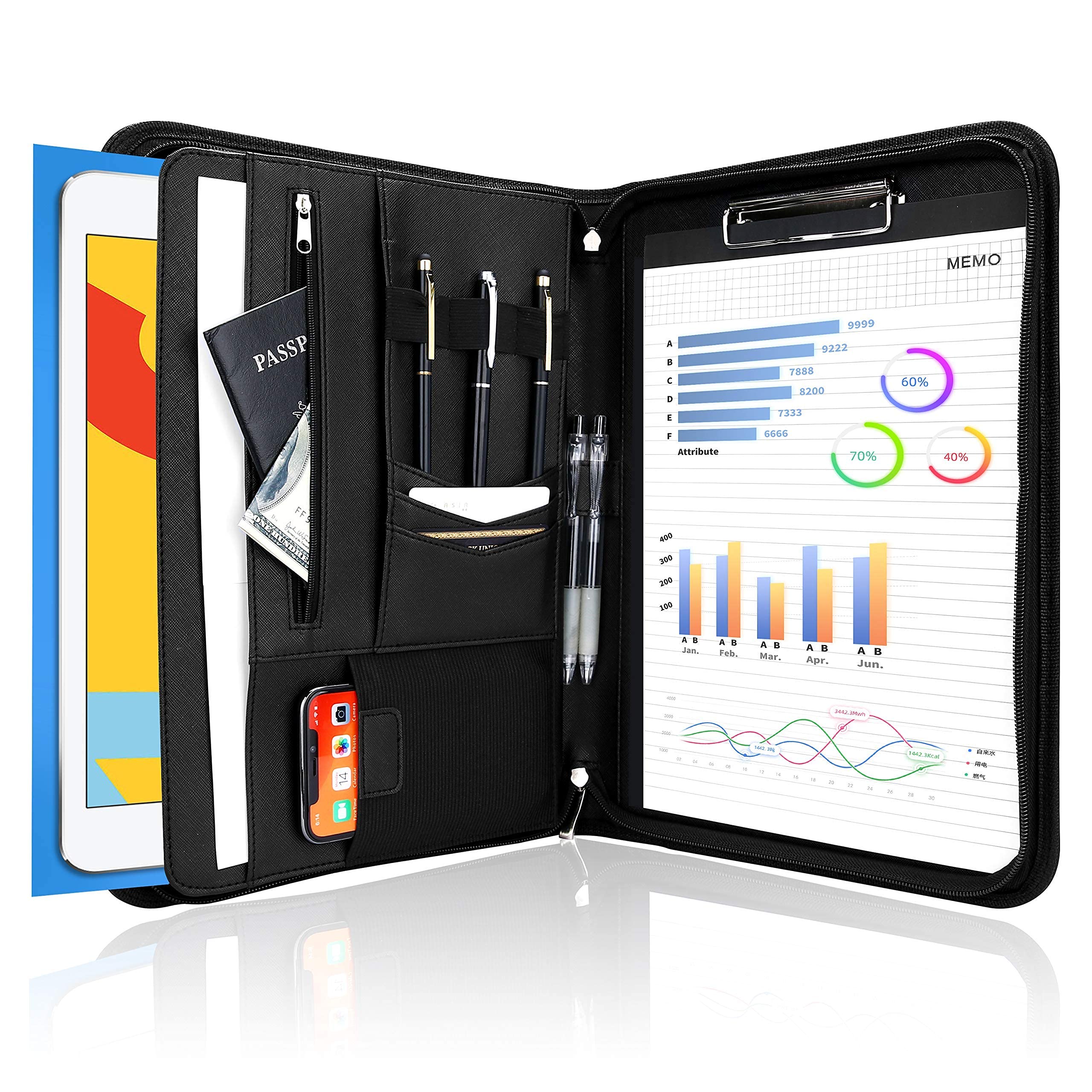 ProCase Hard EVA Case for Texas Instruments Ti-84 Plus CE Bundle with Portfolio Business Padfolio Folder with Zipper
