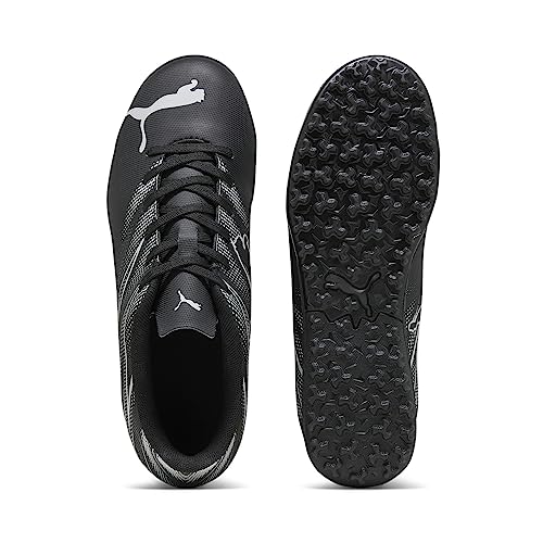 PUMA Attacanto Turf Training Soccer Cleats Sneaker, Black-Silver Mist, 2.5 US Unisex Big Kid