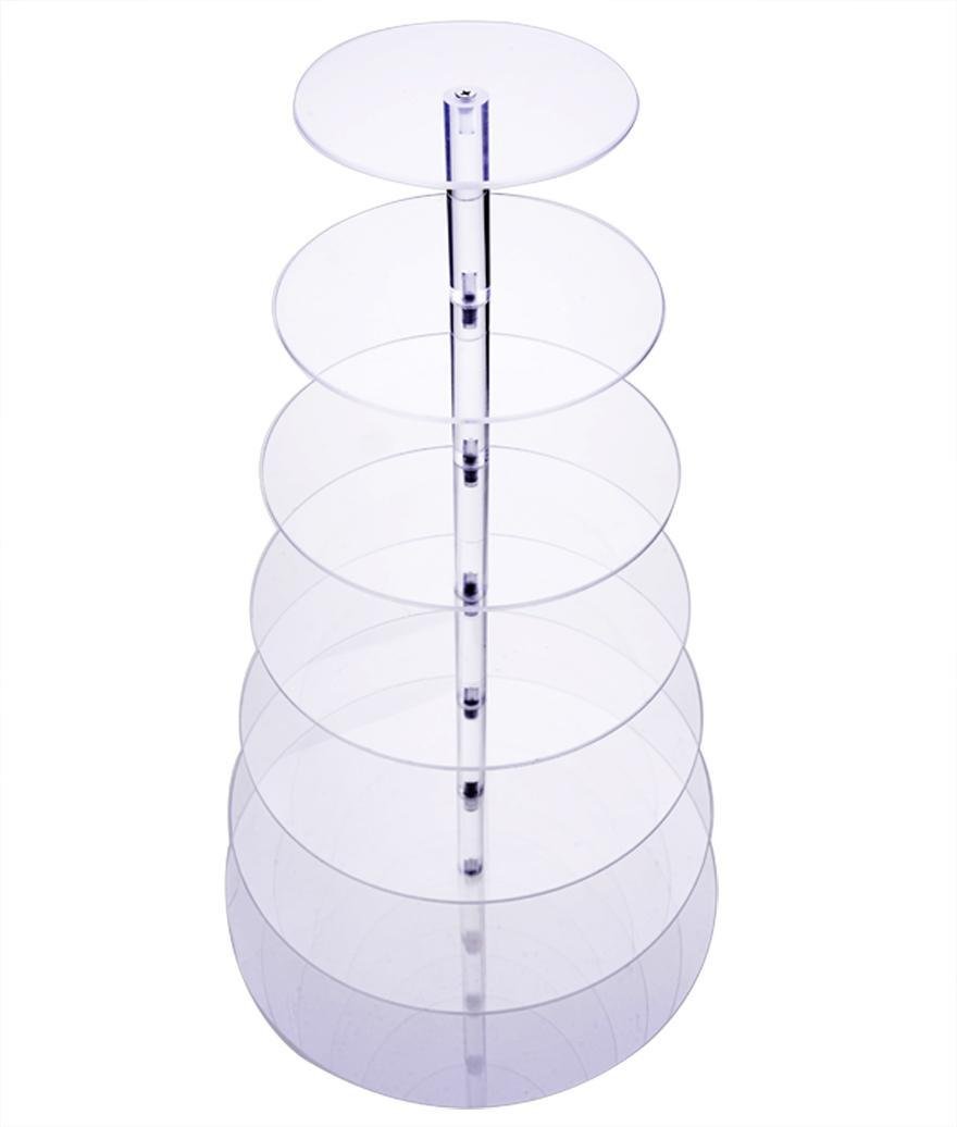 Oguine 7 Tier Crystal Acrylic Round Cupcake Stand, Dessert Cake Tree Tower Maypole Display Stand for Christmas/Wedding/Birthday Craft,US STOCK