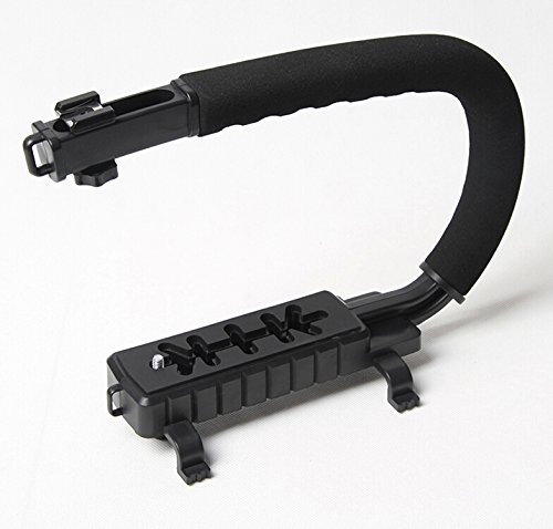Professional Camcorder Stabilizing Set-Zonman Camera Action Stabilizing Handle with 72 LED Ultra-Bright Video Flashlight and Multi-Positional Bracket Mount for Cellphone- Black