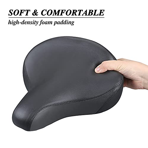 Rounexes Bike Seat Oversize Comfortable Bicycle Saddle, Extra Wide Replacement Universal Fit Outdoor Padded Memory Foam, Waterproof and Sweat Proof Bike Seat Cushion