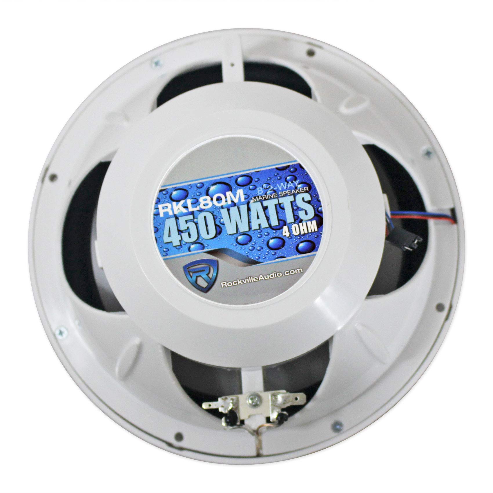 Rockville (2) RKL80MBW 8" 900w Marine LED Speakers+Receiver+Amplifier+Amp Kit