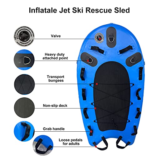 SAYOK Inflatable Floating Mat Rescue Board, Inflatable Surfing Board Inflatable Jet Ski Rescue Sled(68.9 x 37.4 x 5.9 inches, 1 Set)