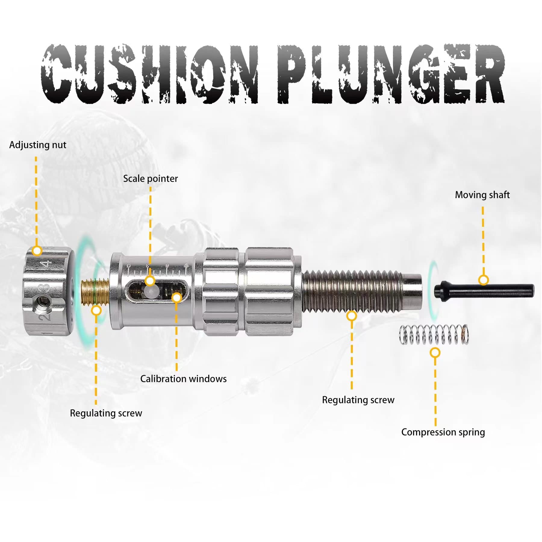 TACHYON ARCHERY Cushion Plunger with Adjustable Screw Recurve Bow Aluminum Alloy crew-in Pressure Button Rest (Sliver,Thread:5/16"-24)