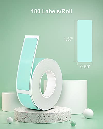 POLONO Thermal Label Maker Tape Replacement Compatible with D30, P10 E1, L1, Q1 Label Printer, Not for POLONO P31S, 15mmx40mm/0.5x1.57inch, 180 Labels/Roll, P10 Thermal Printing Label Paper (Green)