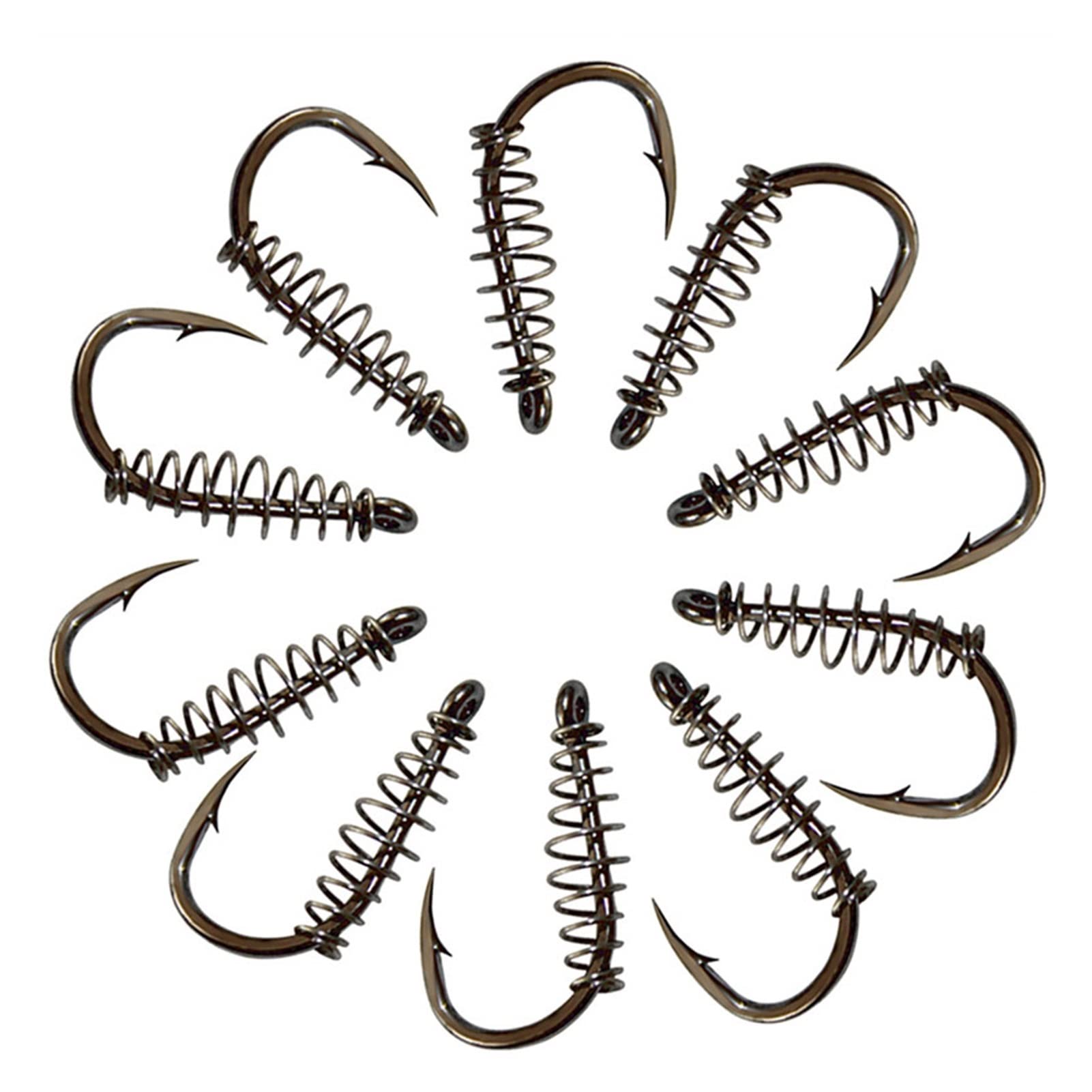 TOMYEUS Fishing Hooks Fishhooks 10 Pcs/Pack Spring Fishhooks Steel Barbed Swivel Fishing Hooks Carp Jig Explosion with Hole for Carp Fishing Accessories Tools Fish Hooks (Color : 9)