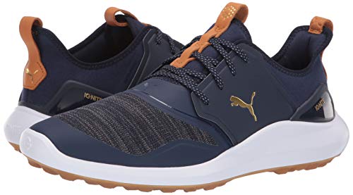 Puma Golf Men's Ignite Nxt Lace Golf Shoe, Peacoat-Puma Team Gold-Puma White, 9.5 M US