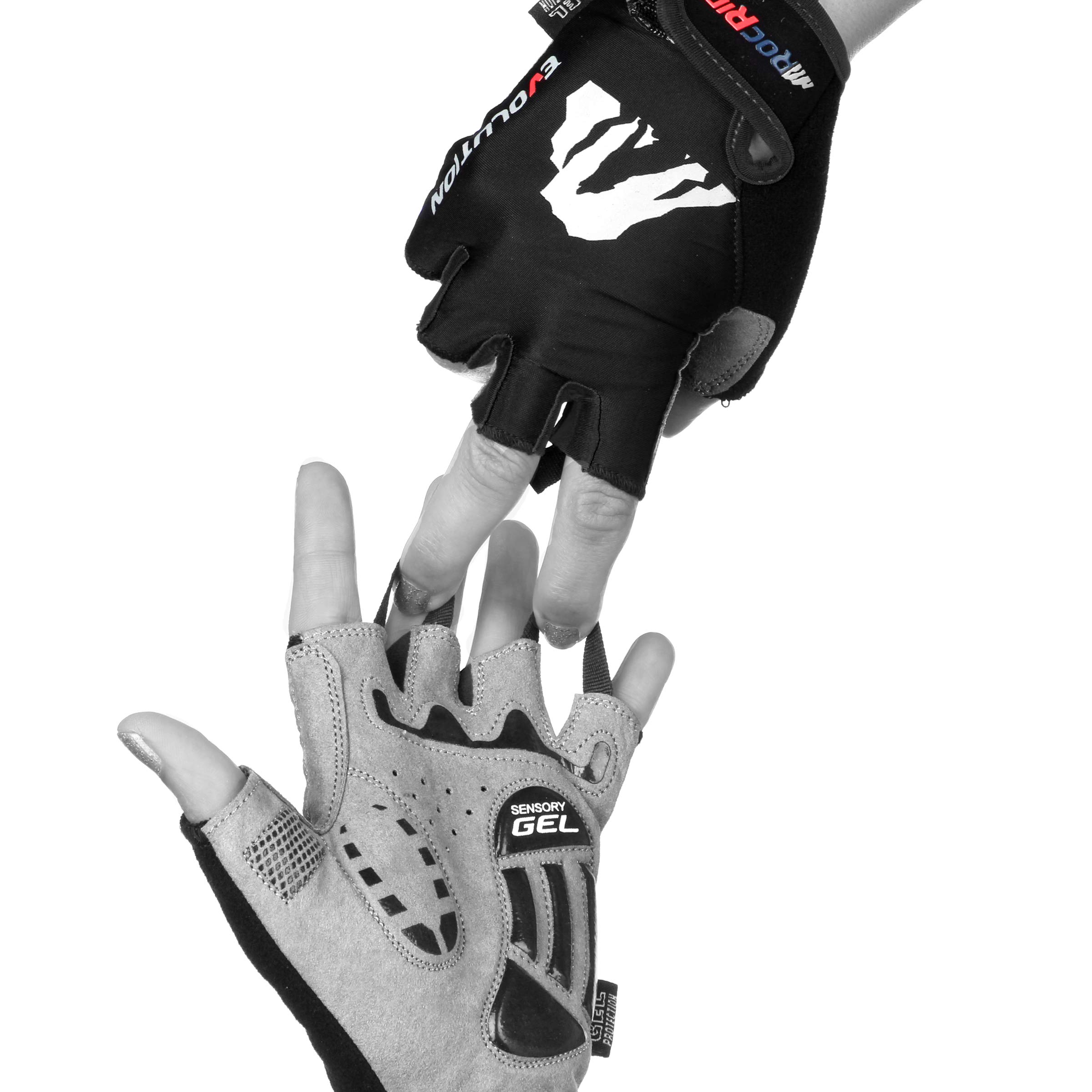 RocRide Cycling Gloves with Gel Padded Protection. Road and Mountain Biking. Half Finger with Pull Tabs. Men, Women and Children Sizes.