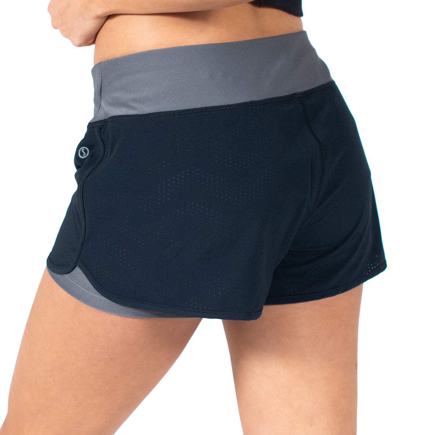 Spalding Women's Active Mesh Overlay Running Short, Regular and Plus Size, Black, 3X