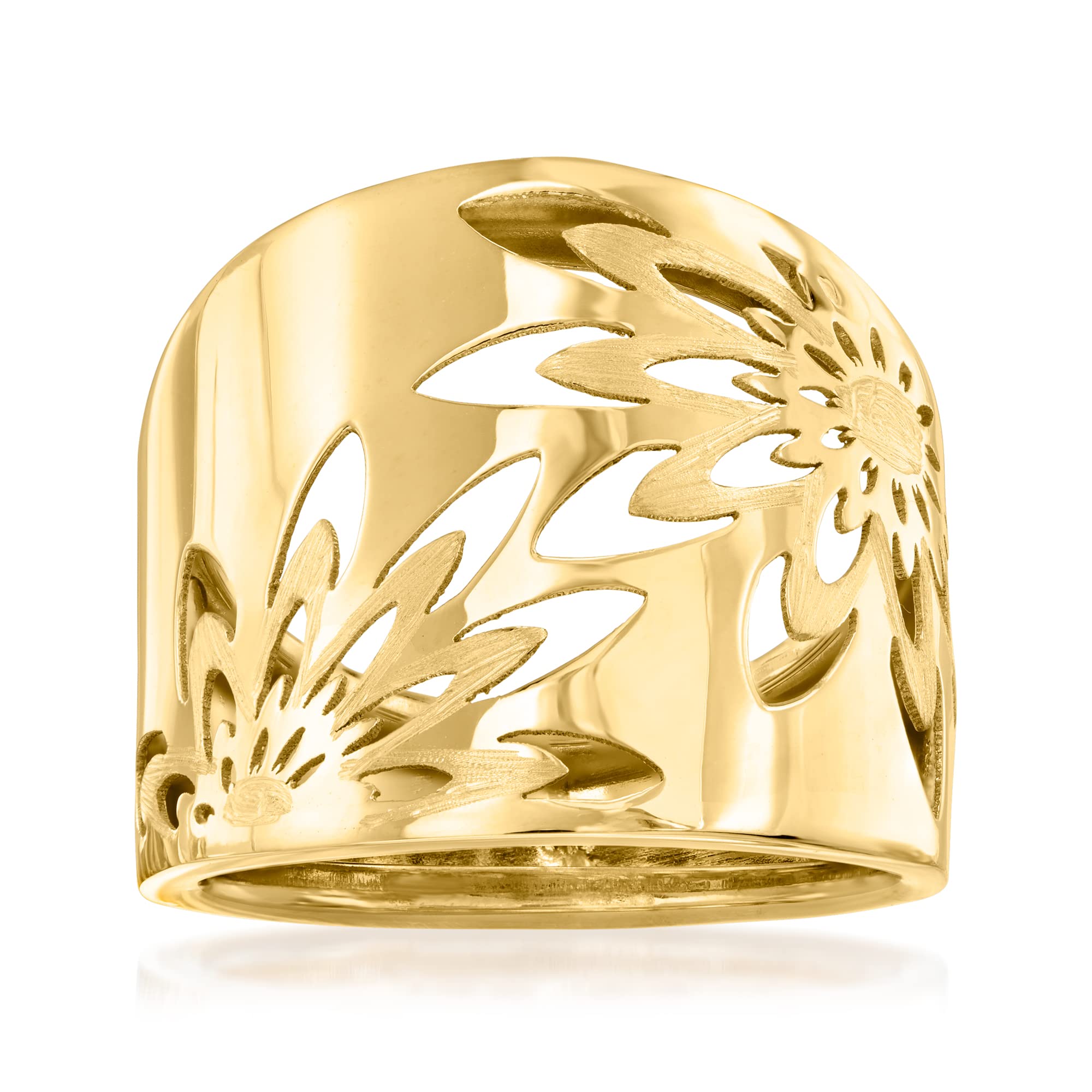 Ross-Simons Italian 14kt Yellow Gold Openwork Floral Ring. Size 9