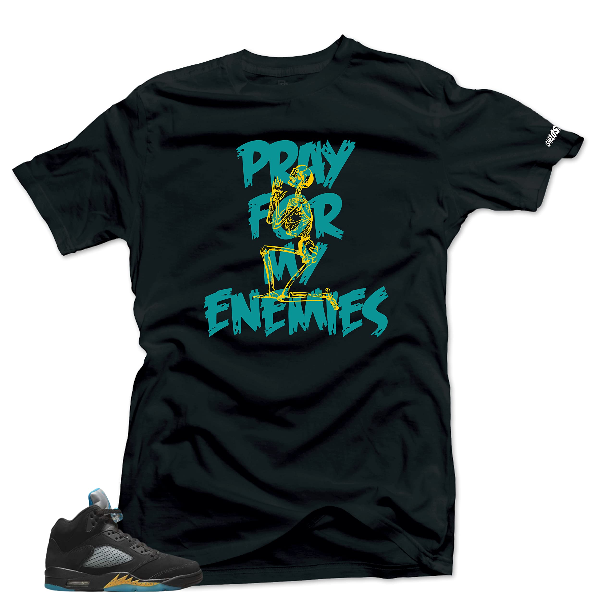 Shirt to Match Jordan 5 Aqua Match Jordan Tee - Shirt to Match Jordan 5 Aqua Enemies Black - Large