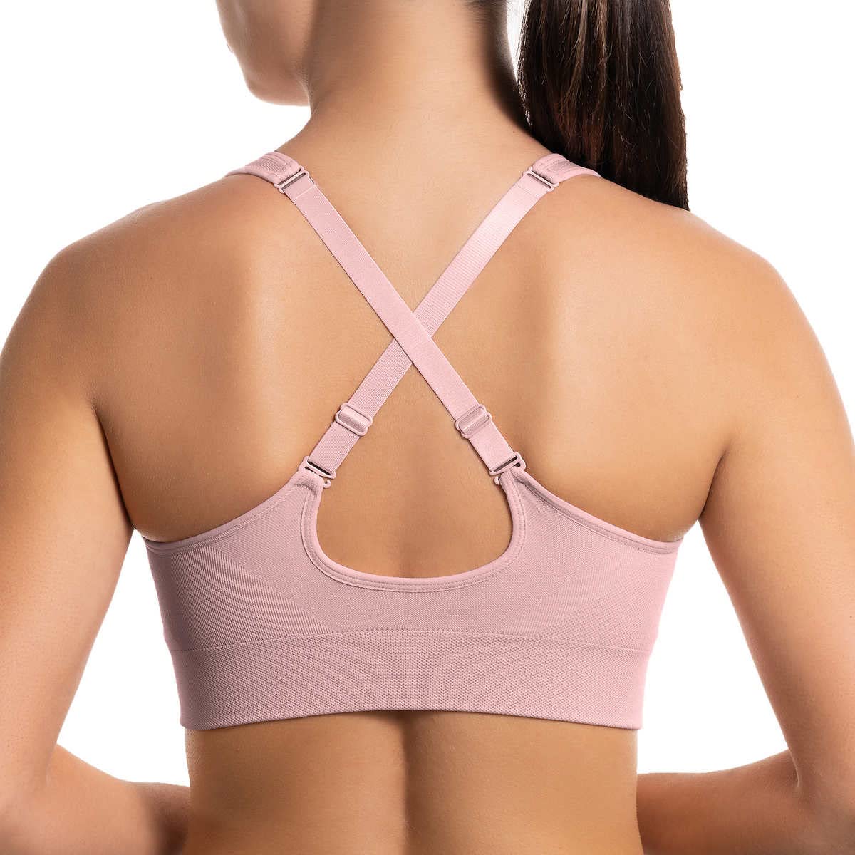 PUMA Women’s Seamless Convertible Sports Bra, 2-Pack White/Pink