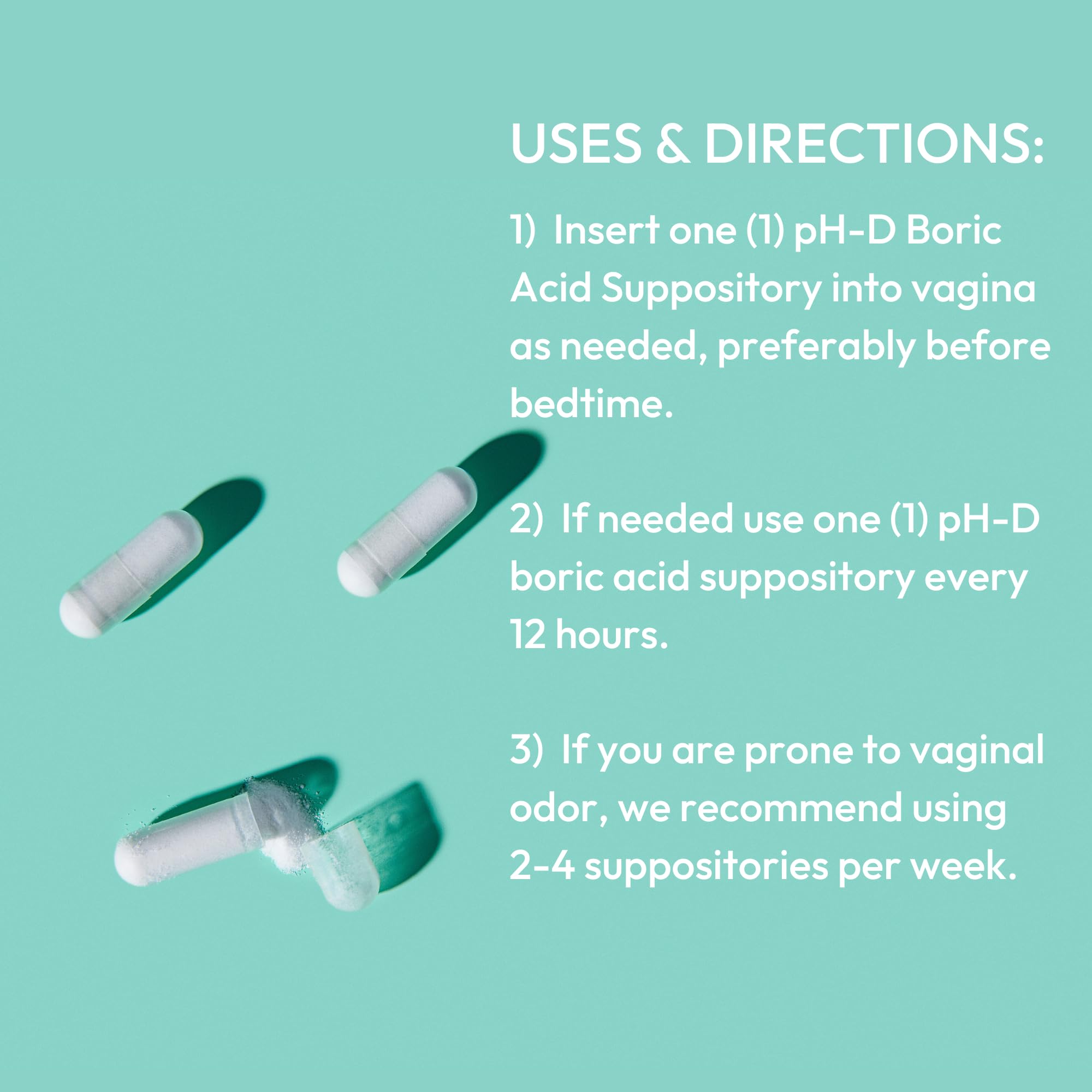 pH-D Feminine Health - 600 mg Boric Acid Suppositories - Woman Owned - for Vaginal Odor Use - 36 Count