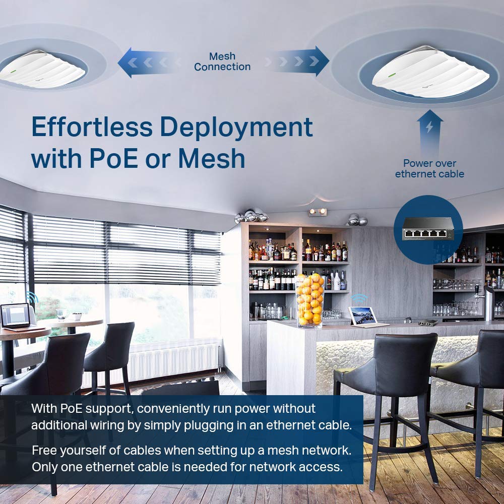 TP-Link EAP265 HD | Omada Enterprise AC1750 Gigabit Wireless Access Point for High-Density Deployment | Support Mesh, Seamless Roaming & MU-MIMO | PoE Powered | SDN Integrated, Cloud Access &Omada App