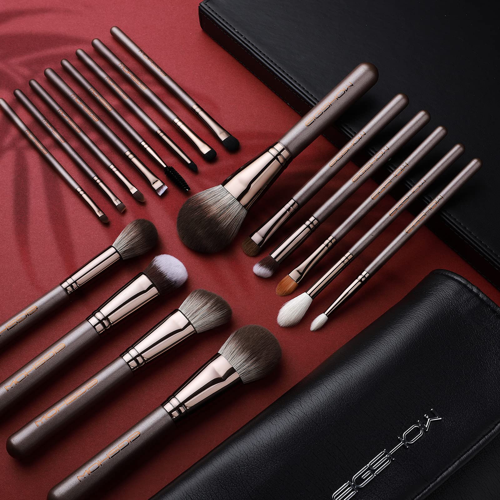Professional Makeup Brush Set,Eigshow Makeup Brushes Perfect for Foundation Face Powder Blending Blush Bronzer Eyeliner Eye Shadow Brows with Case(PRO 18pcs Coffee)