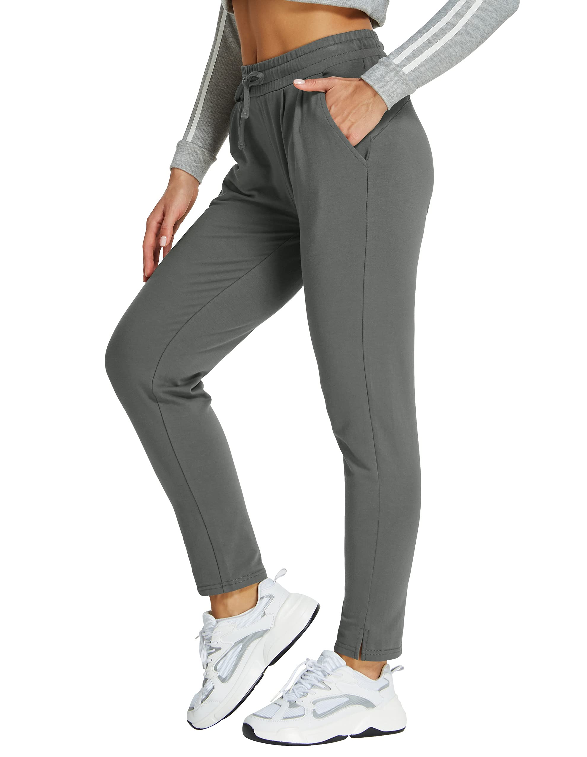 SPECIALMAGIC Cotton Sweatpants for Women Lounge Pockets Sweats Drawstring Casual, Workout Dim Grey