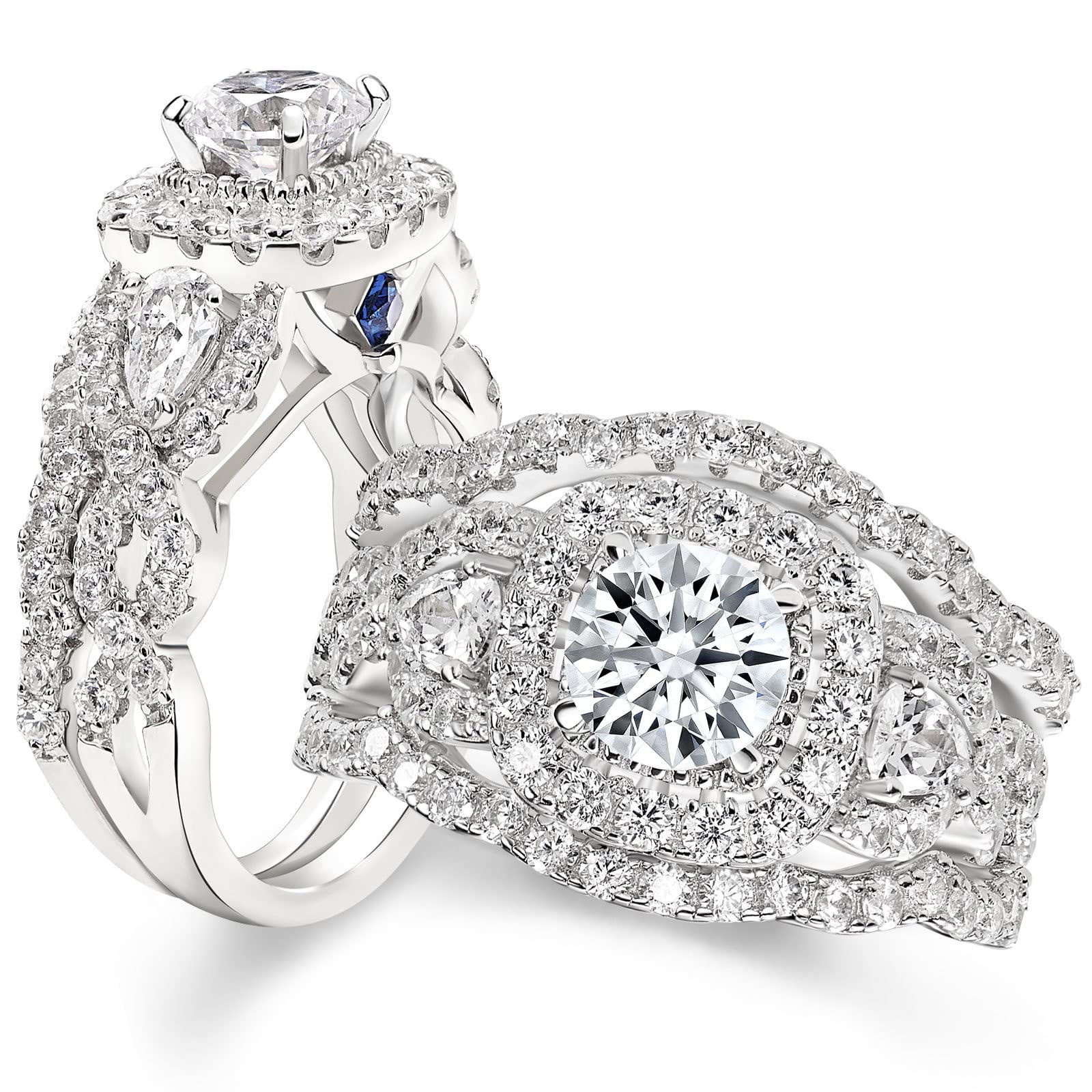 SHELOVES Engagement Rings Wedding Ring Set for Women 925 Sterling Silver AAAAA Round White Cubic Zirconia Sz 12