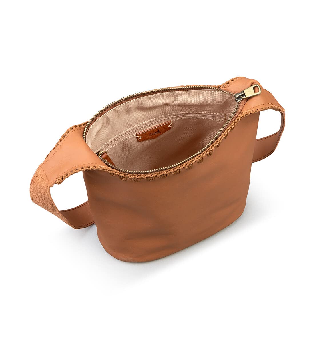 The Sak Asher Crossbody Bag in Leather, Purse with Single Shoulder Strap. Tobacco