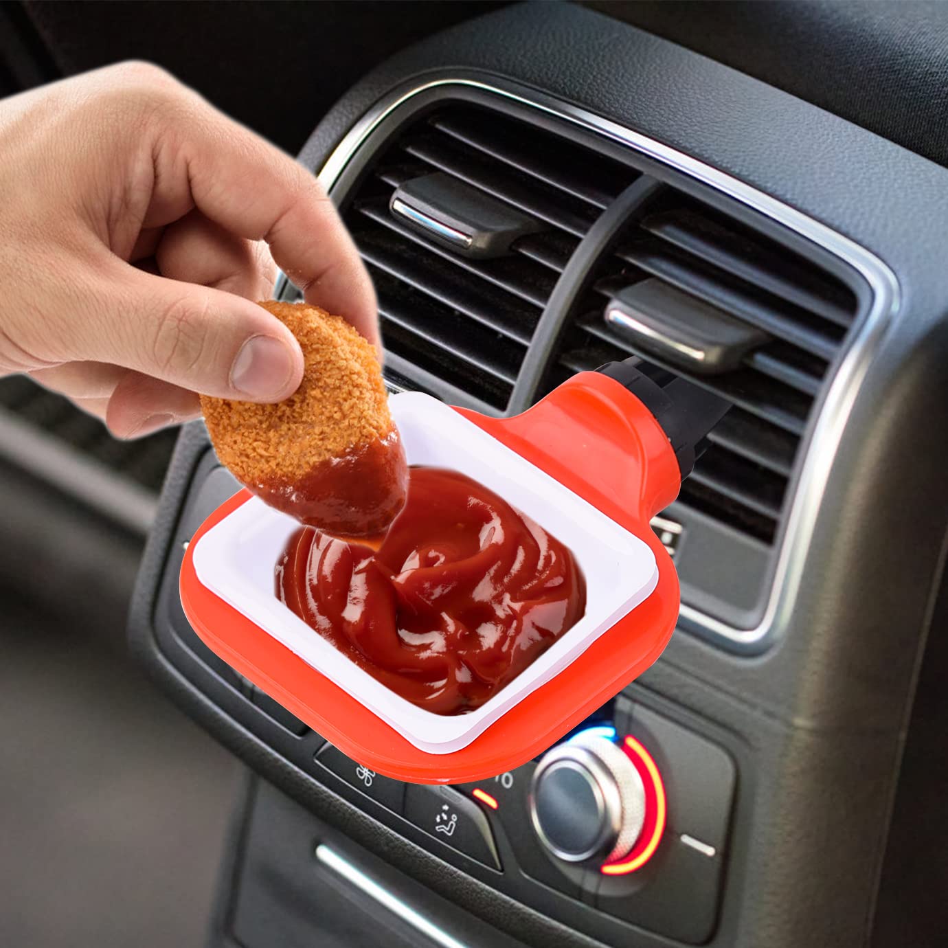 WXJ13 4 Pieces Sauce Holder for Car Dip Vent Clip for Sauce Mini Sauce Holder with 10 Replacement Jam Box Mini Dipping Cups Removable Dipping Sauces Holder Dipping Dish Container for Ketchup