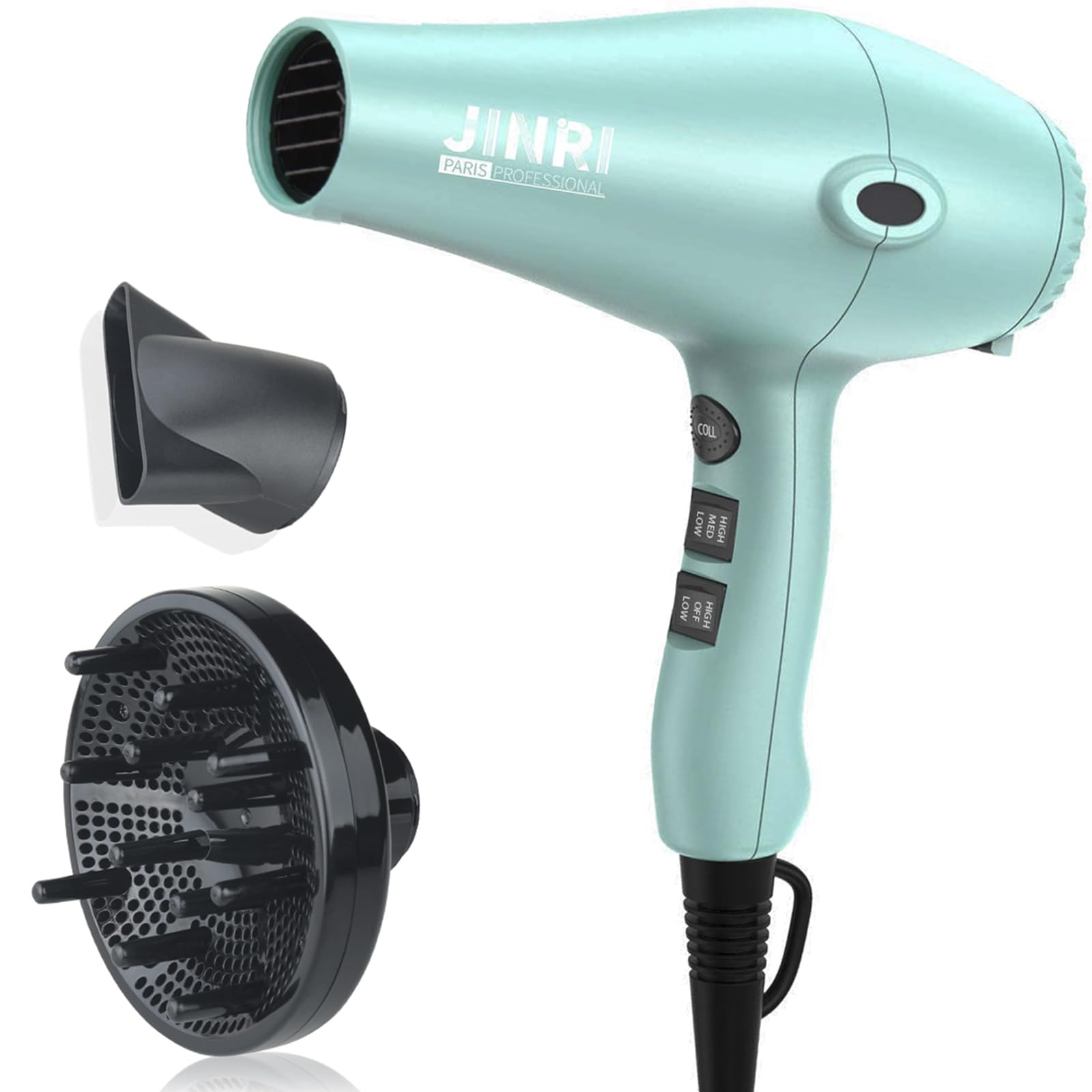 Professional Salon Grade Hair Dryer, Fast Drying 1875w Ionic Blow Dryers,Lightweight Low NoiseTourmaline Negative Ion Hairdryer with Diffuser and Concentrator Attachment