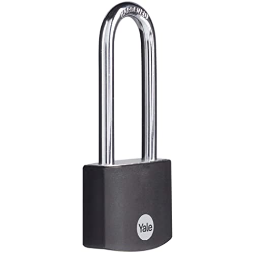 Yale 2.2 Inch Long Shackle Covered Aluminum Lock with 3 keyed Alike Keys for School Gym Locker, Fence, Gate, Toolbox, Case, Hasp Storage (Black)