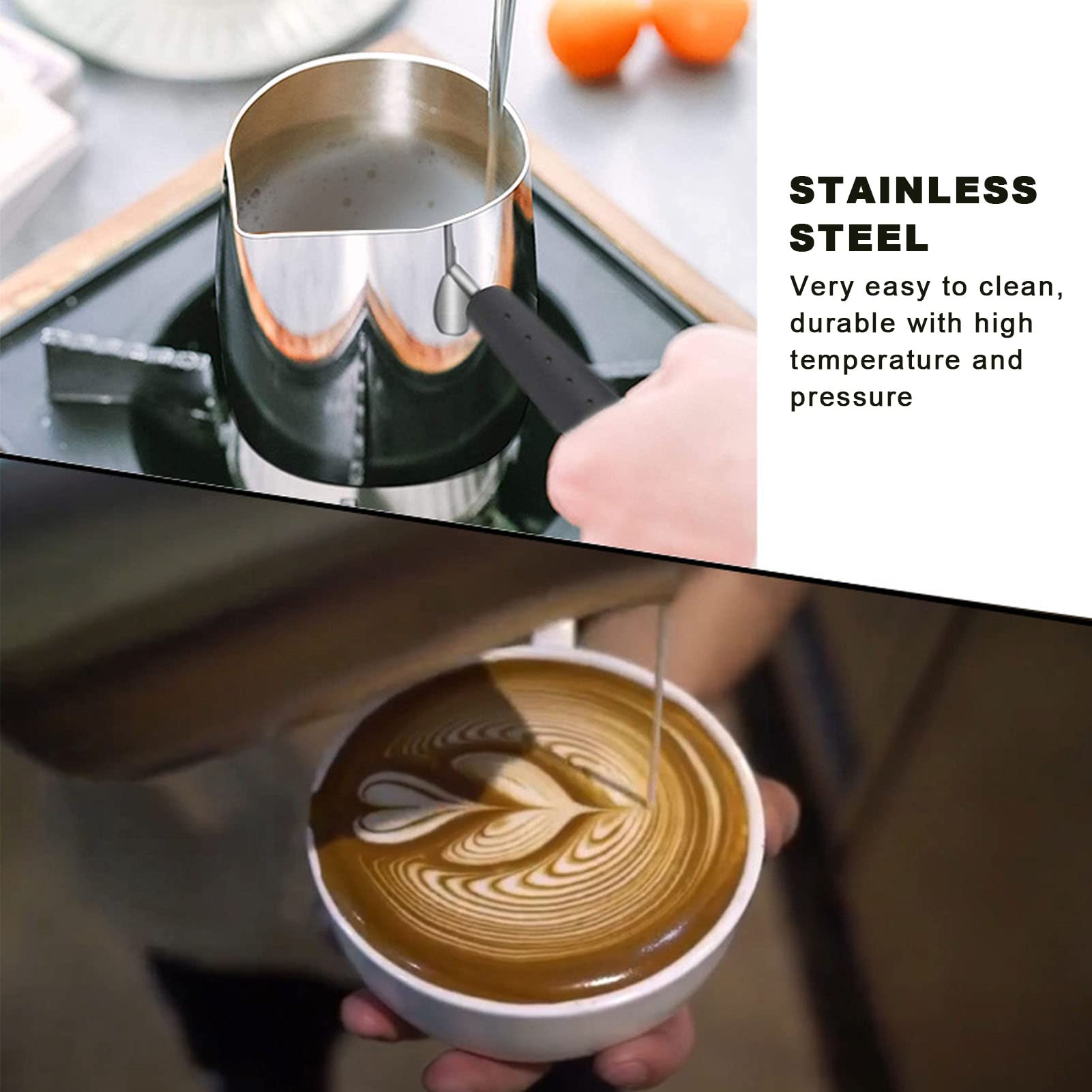 ZJchao Turkish Coffee Pot, Warmer Mini Stainless Steel Coffee Heating Pot 350ml with Spout Stovetop Chocolate Melting Pan Stove Top Coffee Maker for Chocolate Melting