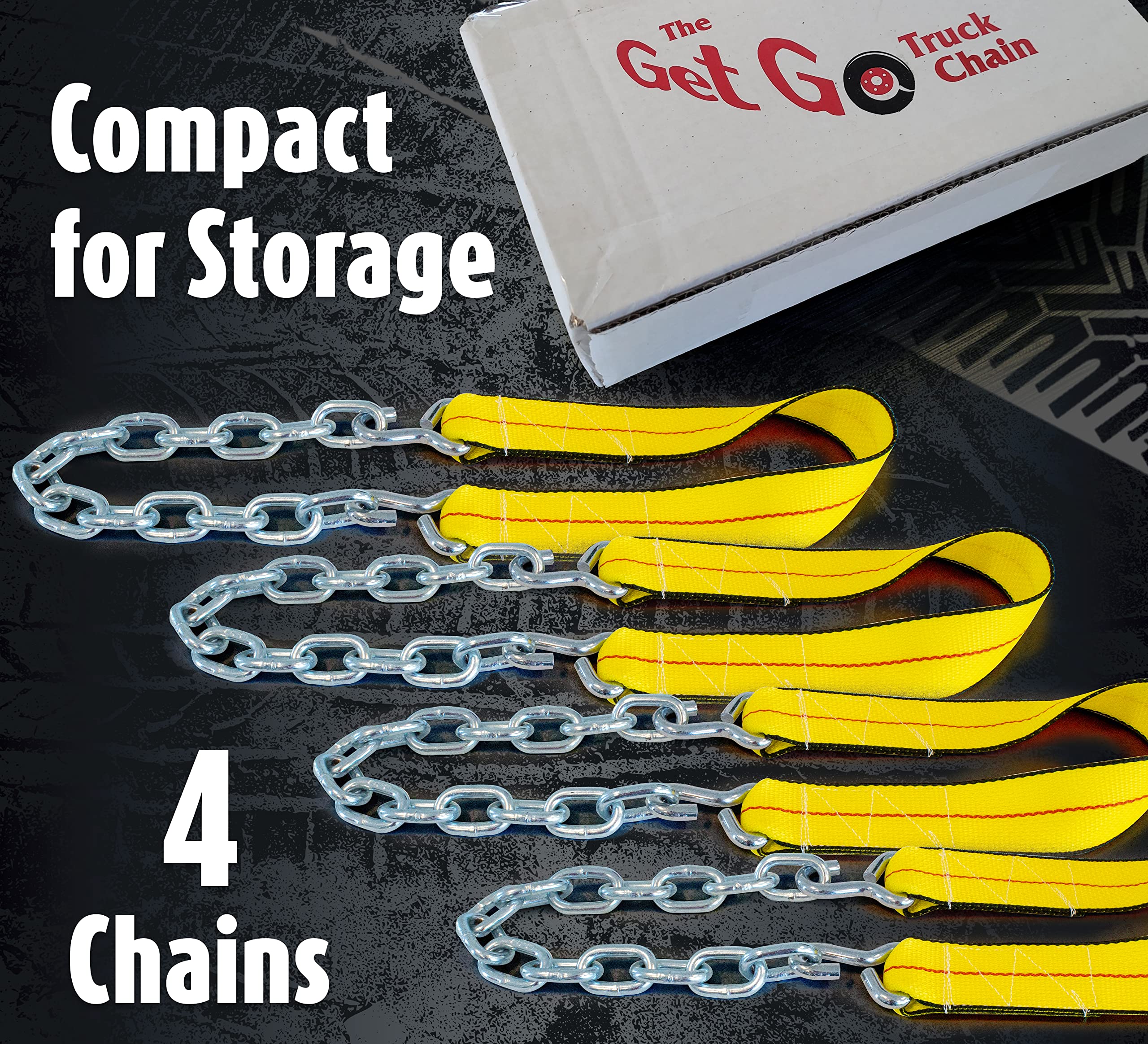 Offroad Snow Chains Alternative Traction Device For Semis & Large Trucks Easy Setup With Durable Strap & Chain Design A Perfect Truckers Gift & Long Haul Emergency Kit Addition 4 Piece Set
