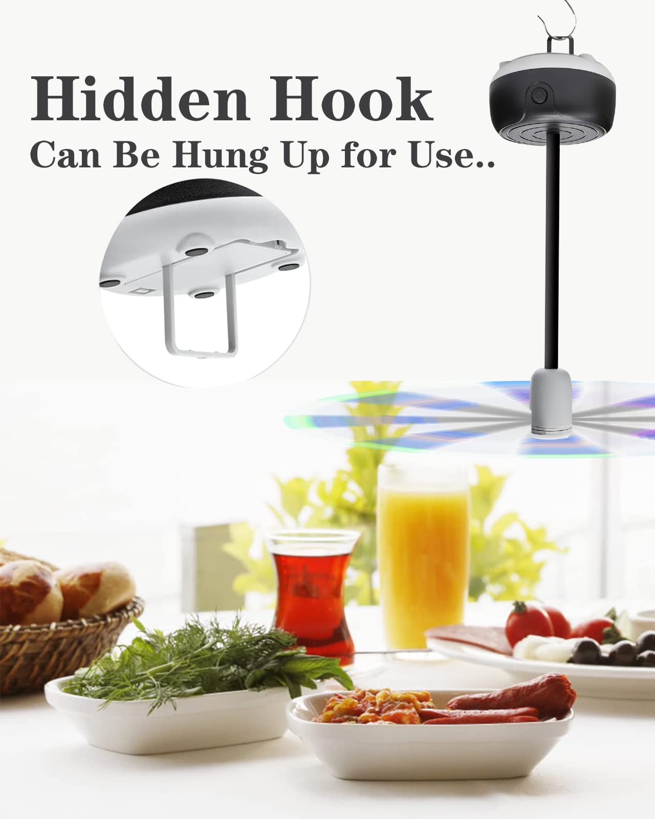 WFFOIFL Fly Fans for Tables, Adjustable Angle Battery-Powered Bug Fan, Purely Physical Fly Fan, Portable Table Fans for Flies(3pack)