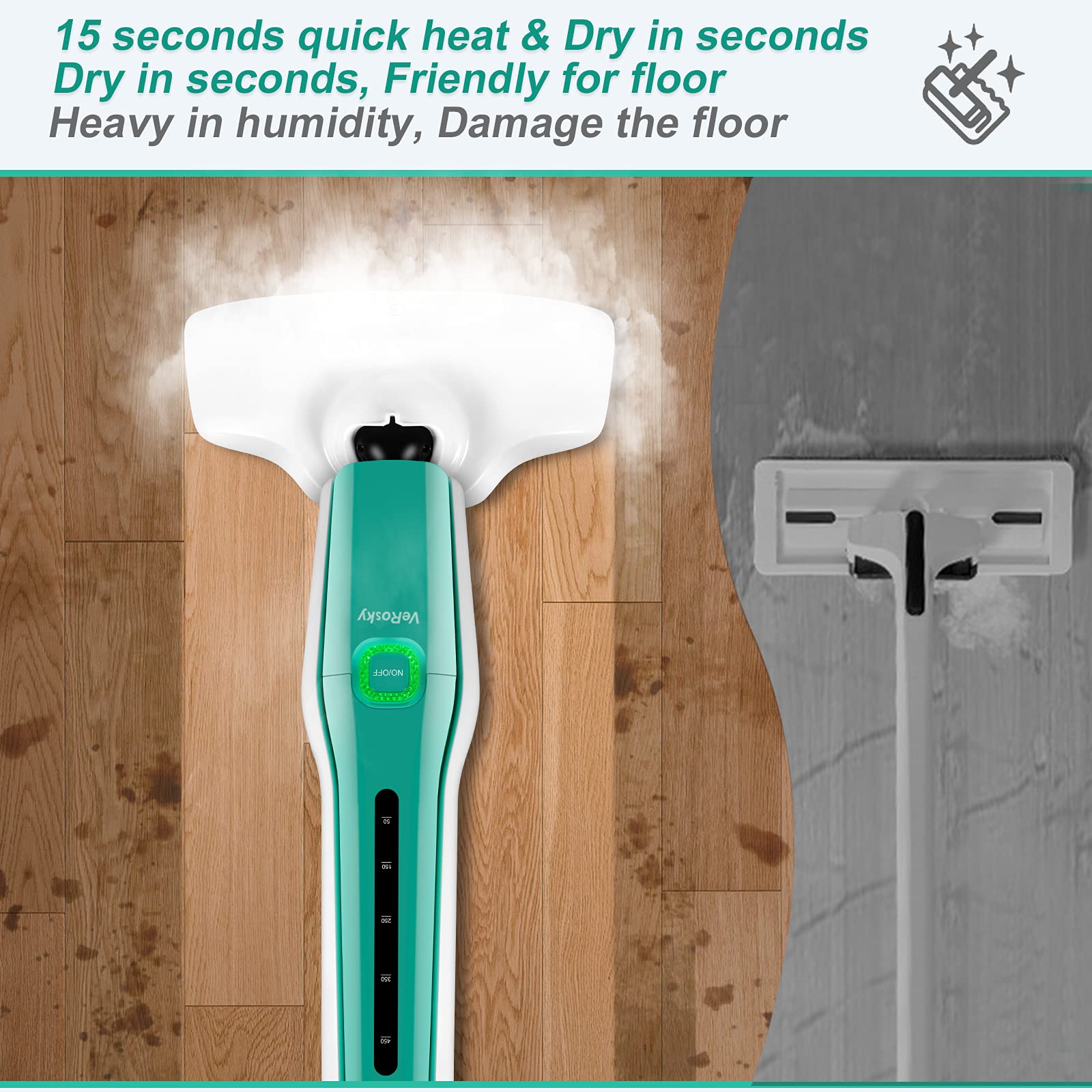 Steam Mop, Steamer for Cleaning Hardwood Floor Cleaner for Tile Grout Laminate Ceramic, Lightweight Steam Mops Machine with 3 Steam Levels