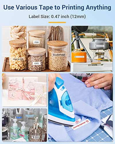 Phomemo P12 Pro Label Maker Machine with Tape, Portable Rechargeable Label Makers Wireless Label Printer Compatible with Android & iOS, Easy to Use Small Business Home Office Organization - White