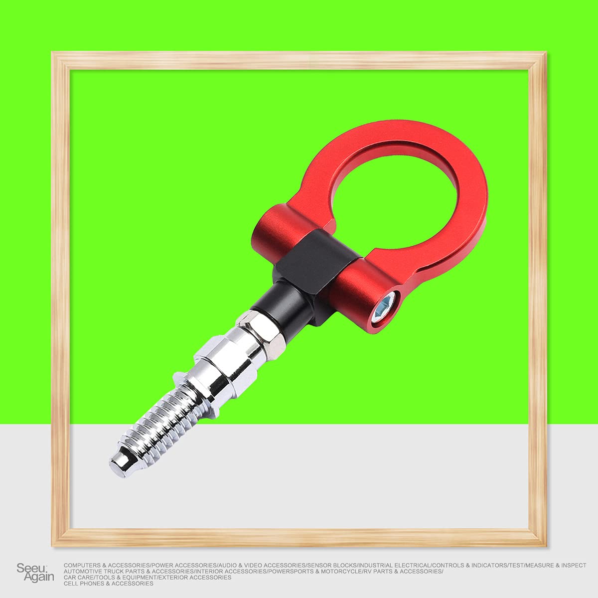 SEEU. AGAIN Track Racing Style Tow Hook Towing Eye CNC Aluminum Screw On Front Rear Bumper Replacement for 3 Series E36 E46 E90 E91 E92 E93 318 320 323 325 328 330 335 M3 1992 to 2012 (Red)