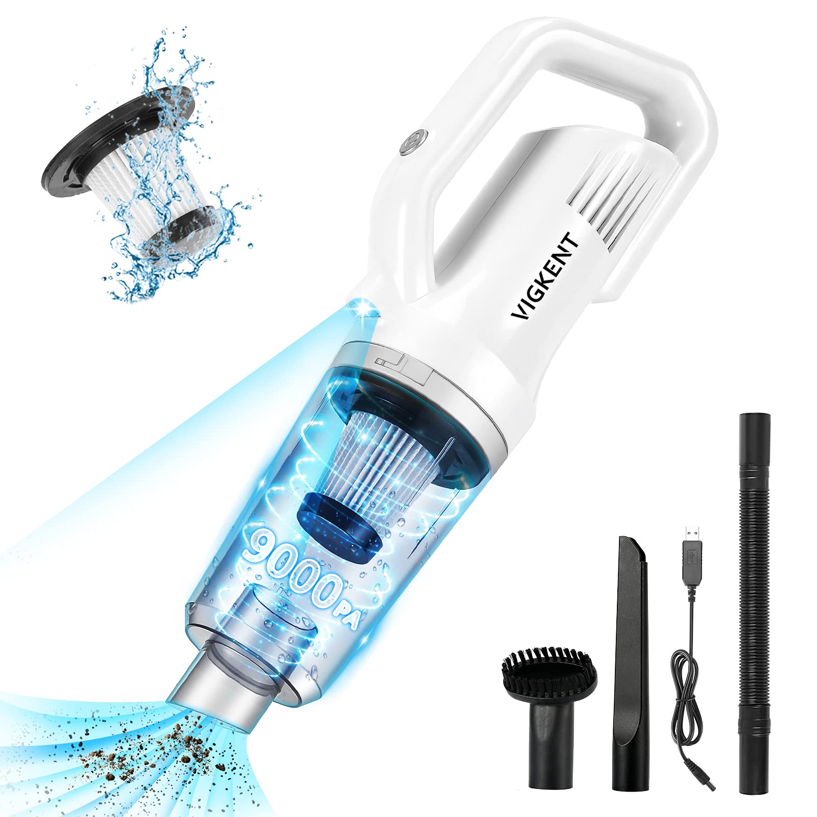 Vigkent Handheld Vacuum Cordless,9000pa High Power Hand Vacuum Dust Busters Cordless Rechargeable Portable Mini Car Vacuum Cleaner, Hand Held Vacuuming Cordless 小卖清货,大卖请手下留情