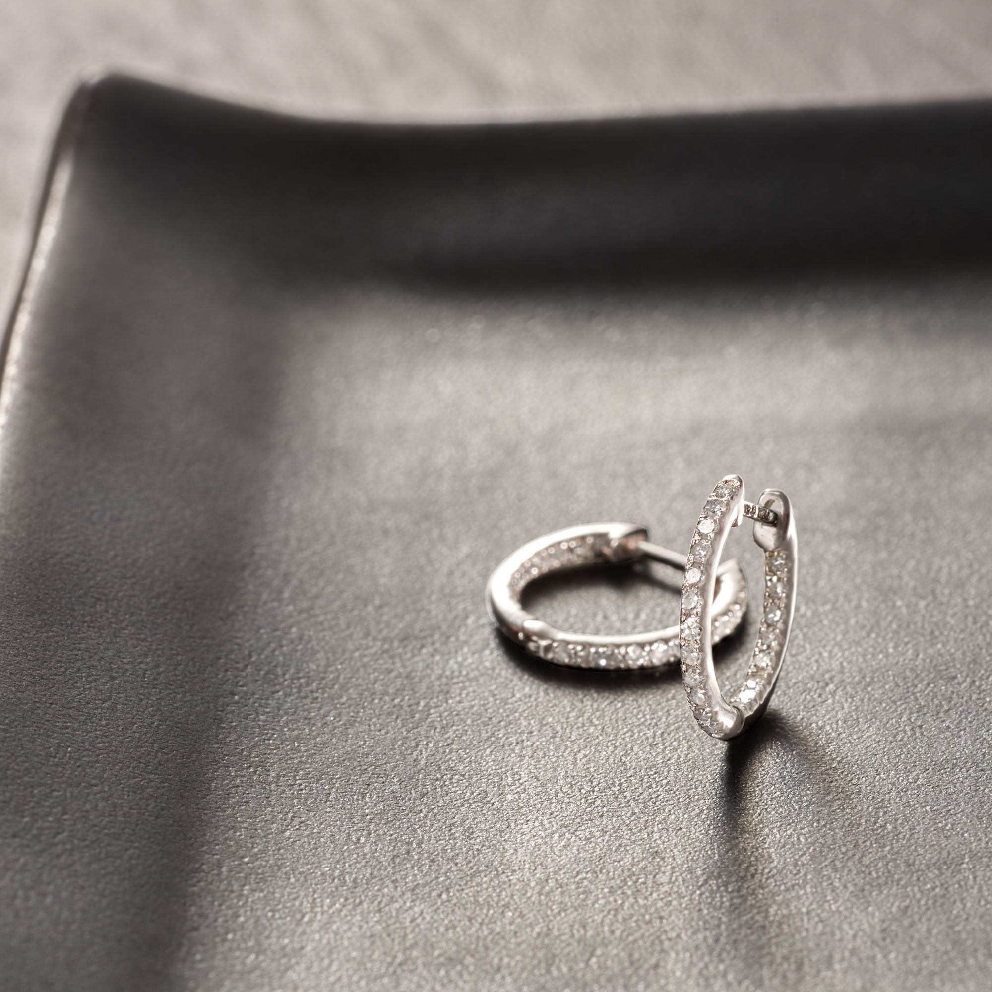 Ross-Simons 0.20 ct. t.w. Diamond Inside-Outside Huggie Hoop Earrings in 14kt White Gold
