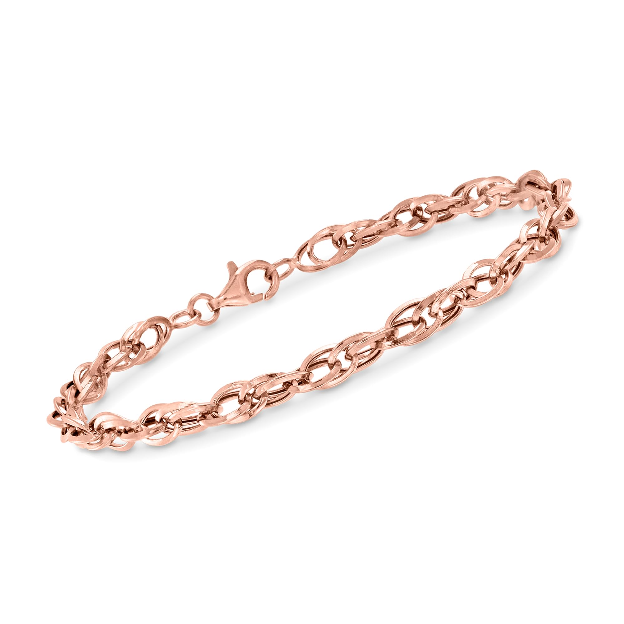 Ross-Simons 14kt Rose Gold Double-Oval Link Bracelet. 7 inches